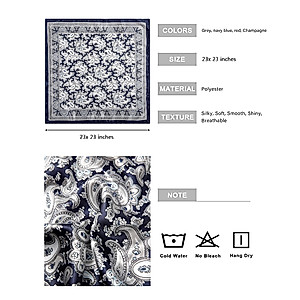 AWAYTR 23 Inches Satin Head Scarves for Women 4PCS Square Silk Like Hair Scarves Silk Hair Bandanas (Cashews (dark blue/red/light blue/khaki)