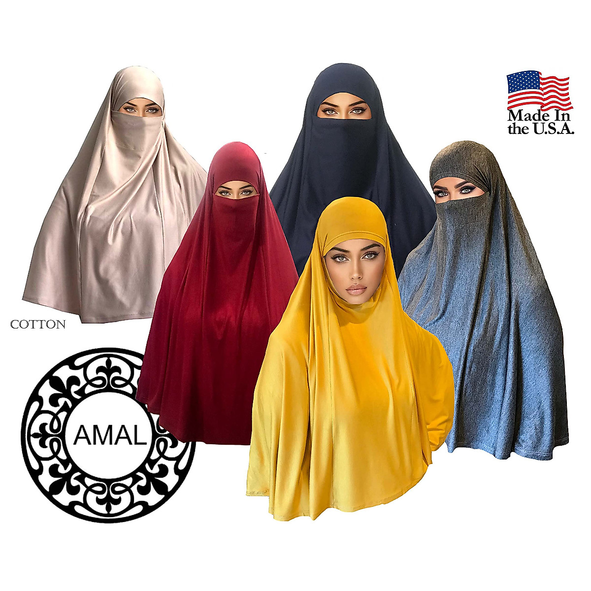 AMAL Niqab Muslim Nikab Women Burka Overhead Jilbab Long Hijab Abaya Khimar (Black)