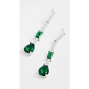 SHASHI Women's Cody Earrings, Emerald, Green, Silver, Clear, One Size