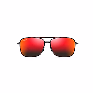 Maui Jim Men's and Women's Kaupo Gap Polarized Aviator Sunglasses, Red/Black Tortoise/Hawaii Lava ™, Medium