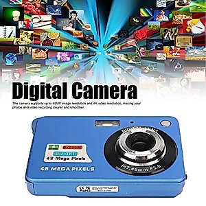 Digital Camera 4K Vlogging Camera 2.7inch LCD Display 8X Zoom Anti Shake Vlogging Camera CMOS 5MP Processor (Blue)