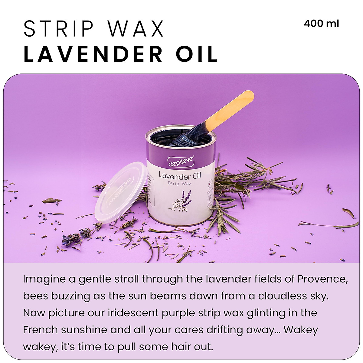 Depileve Hair Removal Wax - Lavender Rosin Wax for Sensitive Skin - Full-Body Wax - Ideal for Delicate Areas - Moisturizing Strip Wax - for Salon and At-Home Use