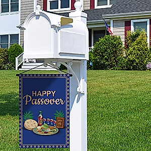 Happy Passover Garden Flag Pesach Seder Plate Matzoh Jewish Festival Holiday Vertical Double Sized Yard Outdoor Decoration