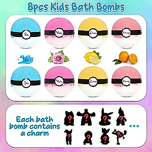 Kids Bath Bombs with Toys Inside - 8 Pcs Surprise Bath Bombs with Natural Essential Oils Fun and Colorful Bubble Bath for Kids Moisturizing and Relaxing Bath Bombs Gift Set for Boys and Girls