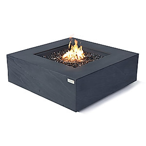 Roraima Concrete Fire Pit 40" x 40" Outdoor Patio Firepit Includes Fire Glass Modern Fire Pits & Outdoor Fireplaces for Garden, Deck, Indoor & Outdoor Heating