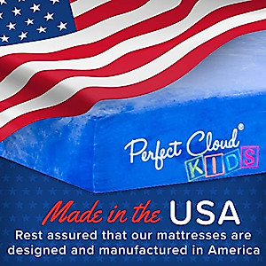 Perfect Cloud Made in The USA Kids Plush 7-inch Memory Foam Twin Mattress, Shredded Foam Pillow, and Teddy Bear for Day/Trundle/Bunk Bed - (Blue)