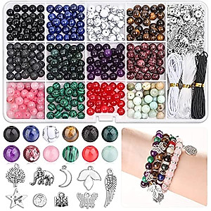 PAXCOO 473Pcs Stone Jewelry Making Kit Crystal Stone Bracelet Making Kit for Adults, Crystal Natural Stone Healing Beads for Bracelet Making