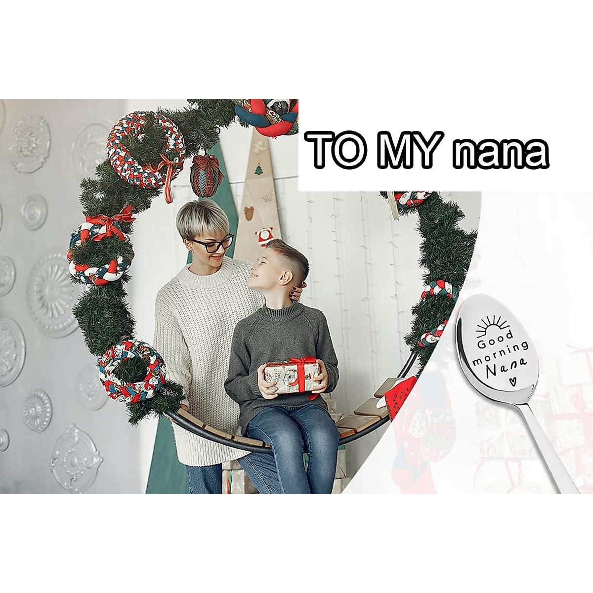 Nana Spoon Gifts from Grandchildren Grandkids, Good Morning Nana Spoons for Grandma Grandmother Mothers Day Birthday Gift for Nana Nanny Tea Coffee Engraved Spoon Coffee Lover Gift