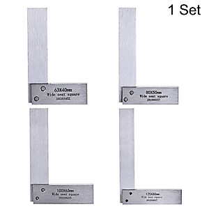 uxcell Machinist Square Set 2.5/3.15/4 / 5 Inch (63/80/100/125mm), Woodworking Try Square Wide Seat Solid Steel Squares, 4pcs in 1 Set