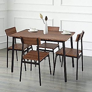Dporticus 5-Piece Kitchen & Dining Room Sets Rustic Industrial Style Wooden Kitchen Table and Chairs