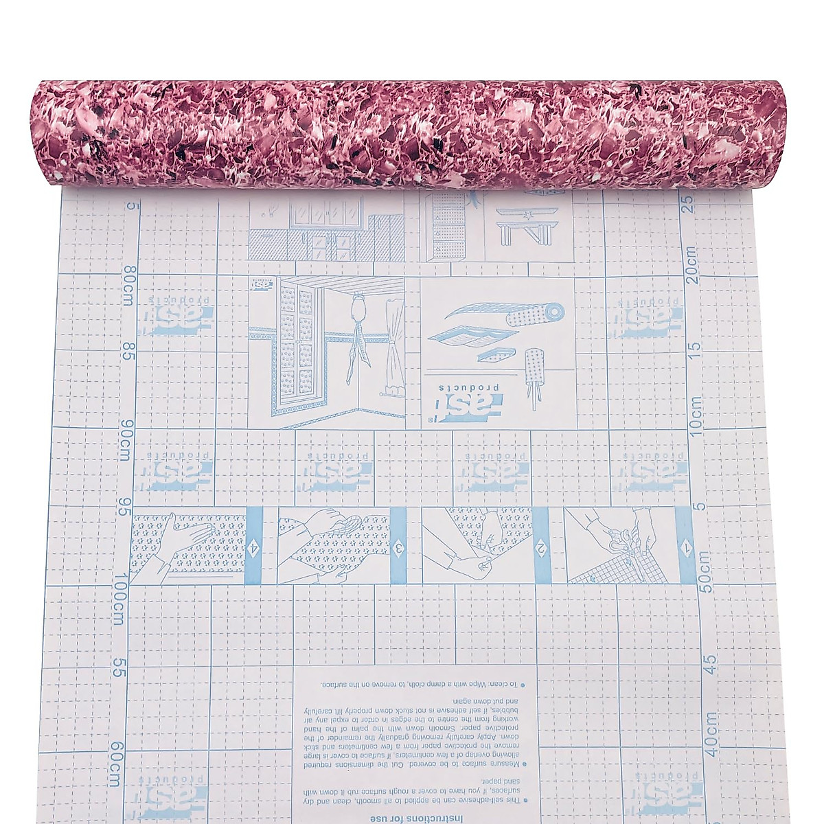 Yifely Purple Granite Marble Effect Furniture Paper Removable Vinyl Shelf Liner Cupboard Sticker 17.7 Inches by 9.8 Feet