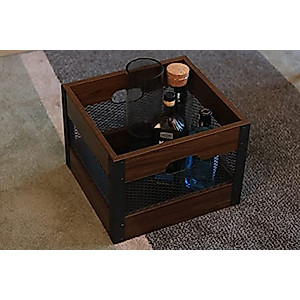 CRAZYWOOD Vinyl Record Storage Case, Wooden LP Record Storage Case, Magazine and Newspaper Storage Basket 13.6"(L)*14.3"(W)*10.6"(H) Inches Wooden Storage Basket