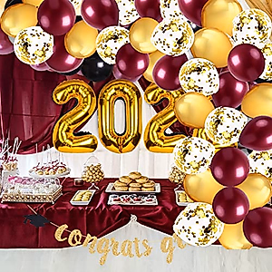 Graduation Party Decorations 2023 Maroon Grad/Maroon Gold Balloon Garland Burgundy Gold Balloons 45pcs/Fall Birthday Party Decorations Women Burgundy Gold/Burgundy Gold Wedding/Fall Bridal Shower