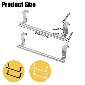 4 Pcs Cabinet Door Towel Bar, Dish Towel Rack for Cabinet, Stainless Steel Kitchen Towel Holder, Over The Door Hand Towel Hanger for Kitchen Bathroom Cupboard (White)