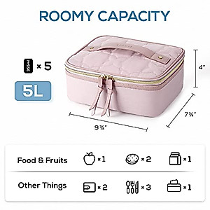 TOURIT Lunch Bag for Men Women Insulated Lunch Box Portable Food Containers Bag Small Lunch Bag Women for Office, Work, Picnic, Pink