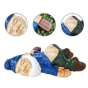 LINHUAAOO Naughty Garden Gnomes Statues - 9.5 Inch Large Funny Gnome Garden Outdoor Decor, Gnomes Resin Sculptures for Yard Patio Home Lawn Outside Decorations Ornament Housewarming Gifts, Blue
