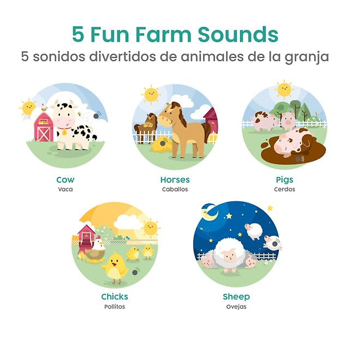 Binibi Spanish Books for Babies & Toddlers 1-3 La Granja Interactive Bilingual Sound Book with Farm Animal Sounds | Bilingual Children's Book | Spanish Learning for Kids | Libro en español para bebés