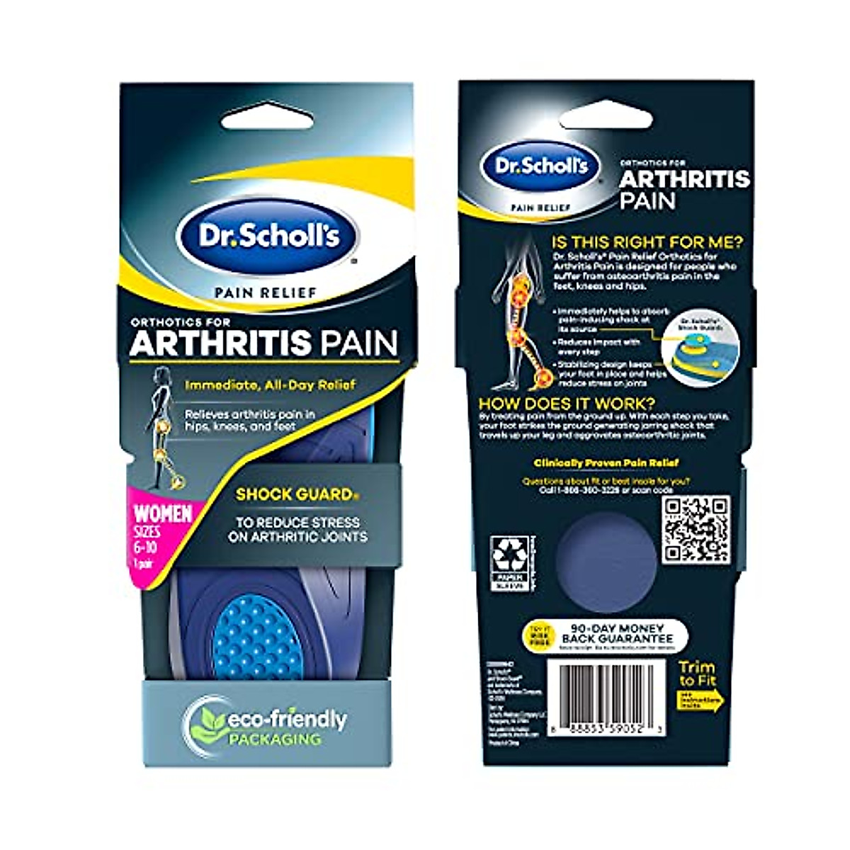 Dr. Scholl's ARTHRITIS Pain Relief Orthotics // Clinically Proven Immediate Relief of Osteoarthritis Pain in Feet, Knees and Hips for Women's 6-10
