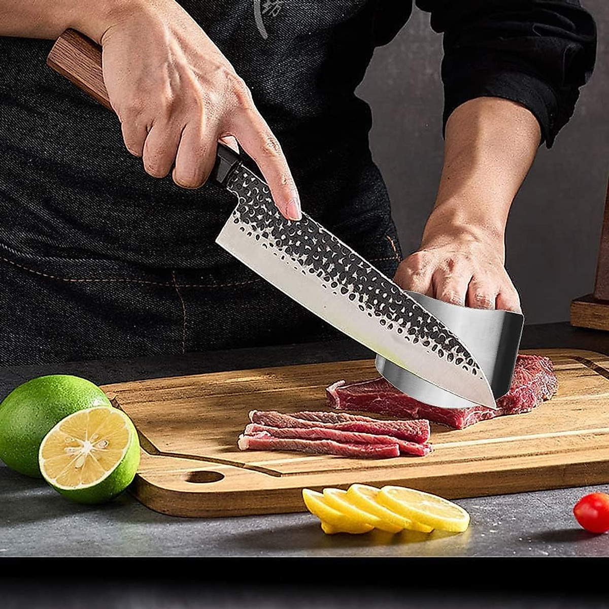 2Pcs Stainless Steel Finger Guard, 2023 New Finger Protector for Cutting Food, Premium Slicing Tool Finger Protectors when Cutting, Slicing, Dicing, Chopping Vegatables Kitchen Knives and Accessories