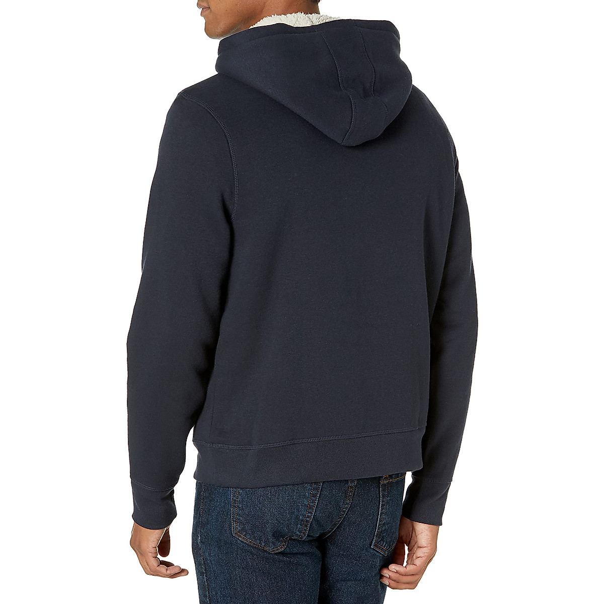 Amazon Essentials Men's Sherpa-Lined Full-Zip Fleece Hoodie, Navy, Small
