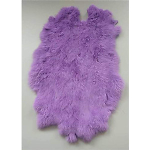 1x Skin of Rabbit Fur Scrap Dyed Tanned Rabbit Fur Hide - 10" by 12" Rabbit Pelt with Sewing Quality Leather (Light Purple)