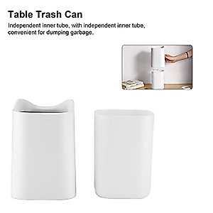 plplaaoo Plastic Mini Desktop Trash Can with Shake Lid, Trash Can, Novel Cute Mini Trash Storage Bin, Trash Basket, Plastic Mini Wastebasket Trash Can for Office Dormitory Vanity Tabletop Home(White)