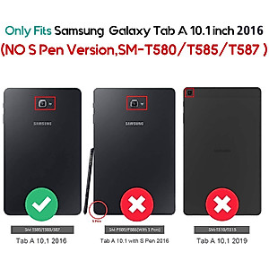 UUcovers Case for Samsung Galaxy Tab A 10.1" 2016 Version (SM-T580/T585/T587,NO S Pen) with Pencil Holder, Smart Stand Embossed PU Leather Folio Card Wallet Cover [Auto Wake/Sleep], Blue Butterfly