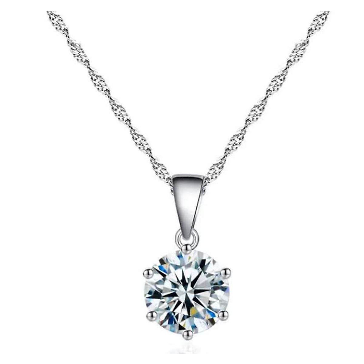 Bynetta Women 3 Pairs Jewelry Set 925 Sterling Silver Chain Necklace Earrings and Ring for Women for Party (3 Pcs White Gold)