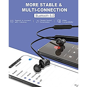 Mubiao Bluetooth Headphones Neckband 20Hrs Playtime V5.0 Wireless Headset Sport Noise Cancelling Earbuds w/Mic for Gym Running Compatible with iPhone Samsung Android