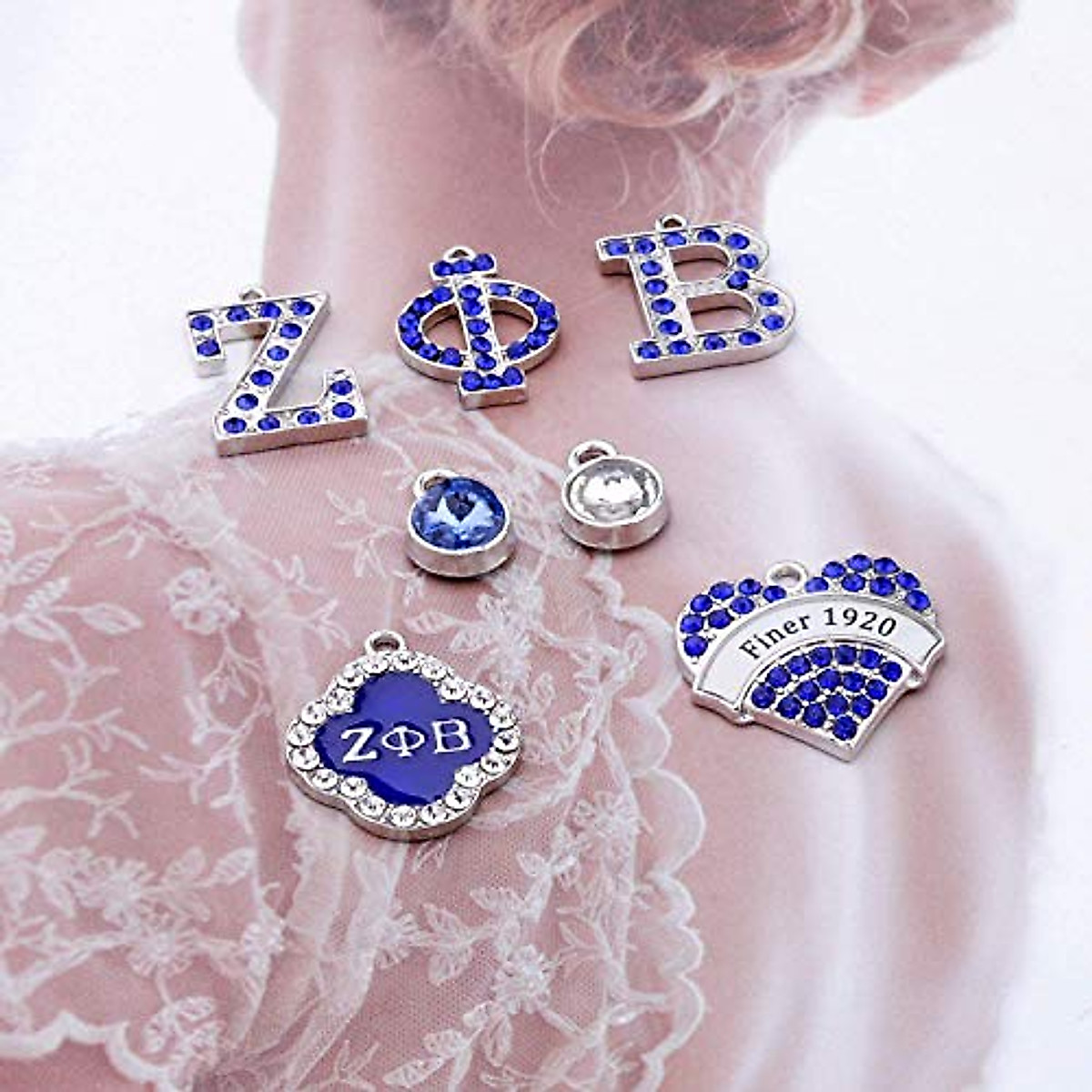 SEIRAA 7PCS Sorority Charms Finer Women Gift Collection for DIY Jewelry Making (DIY Charm)