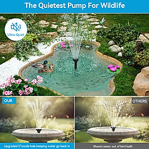 POPOSOAP Solar Fountain Pump with 3000mAh Battery Backup, 8W Solar Powered Bird Bath Fountain with Dry-run Protection & Double-layer Nozzles 5Ft Tubing for Pond, Bird Bath, Backyard Water Feature