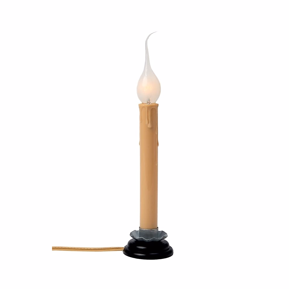 Creative Hobbies 7 Inch Electric Rustic Country Candle Lamp with On/Off Switch, 5 Foot Ivory Cord, Metal Base and 5W Silicone Bulb Included