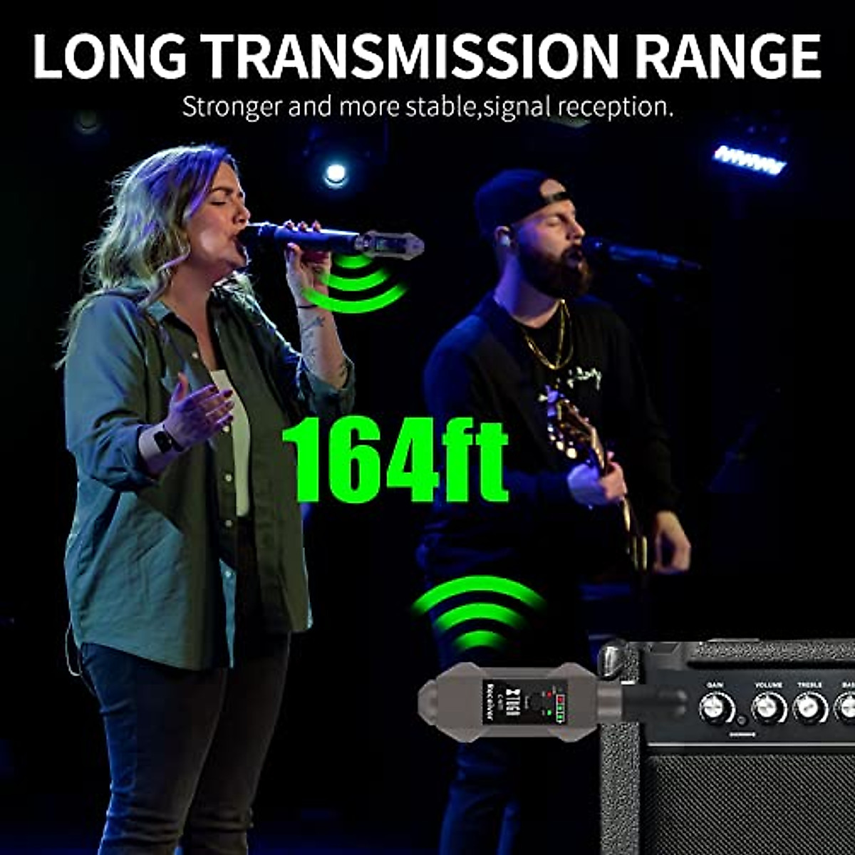 XTUGA C-977 UHF Wireless XLR Transmitter and Receiver& Wireless Guitar Transmitter Receiver,Rechargeable Mic Adapter 16 Channels 164ft Range for Dynamic Microphone,Audio Mixer,Electric Guitar Bass