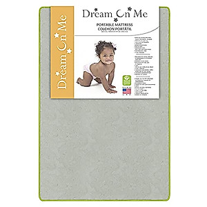 Dream On Me 2-in-1 Breathable Two-Sided 3" Portable Crib Mattress | Waterproof Cover | Dual Sided | Fits Portable/Mini Cribs | Fiber Core | Promotes Airflow, 1 Count (Pack of 1)