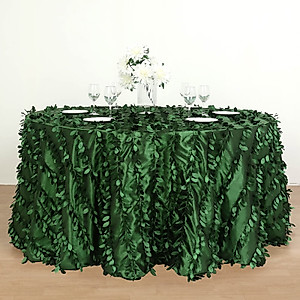 Efavormart 132" Leaf Petal Taffeta Tablecloth Round - Green for Wedding, Party, Event, Banquet, Decoration, Dessert Table Exhibition, Events Table Cover, Indoor Outdoor