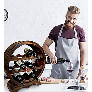Puzzled Solomon Wine Rack - Freestanding Wooden Circle Wine Holder for 10 Wine Bottles, Decorative Wine Bottle Rack Table Top, Rustic Countertop Wine Storage Shelf Organizer for Wine Bar & Home Decor