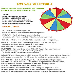 Jakyitvi Parachute Kids Play 12 Feet with 12 Handles for 8 12 Kids Game Kids Party Game