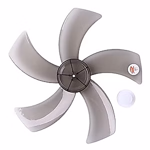 renvena 16 inch Plastic Fan Blade with Nut Cover Replacement for Household Stand/Pedestal Fan Table Fan Accessory No Noice Black with Fan Nut