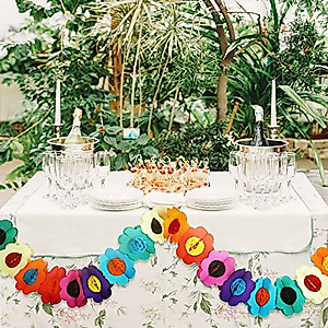 KESOTE Mexican Fiesta Paper Flower Garland Hanging Party Decorations, 3 Pack Rainbow Flower Garland for Luau Summer Cino de Mayo Fiesta Party Decorations