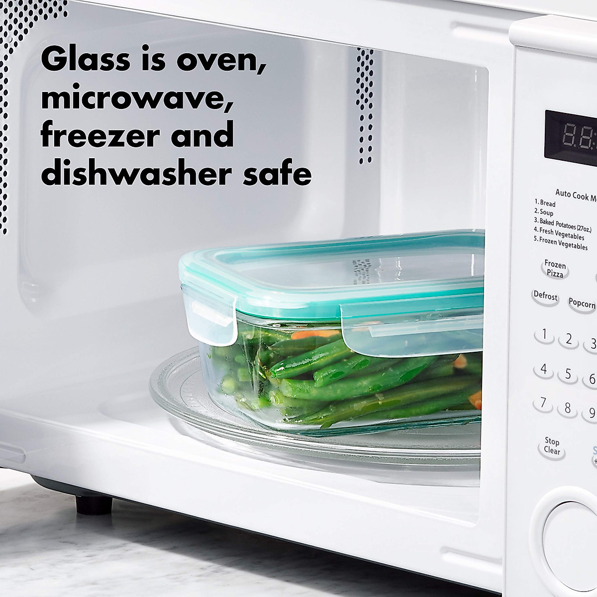 OXO Good Grips 8 Piece Smart Seal Airtight Glass Round Container Set,Blue