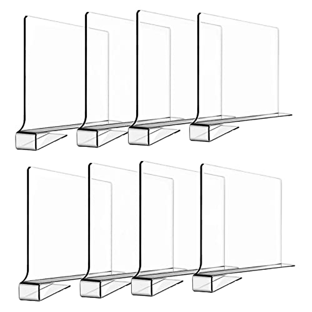 KIKILIE 8 Pack Clear Shelf Dividers, Transparent Closet Organizer, Acrylic Dividers for Purse,Handbags,Clothes,Sweaters - No Tool Required Organization Locker Wardrobe Shelves Organizers
