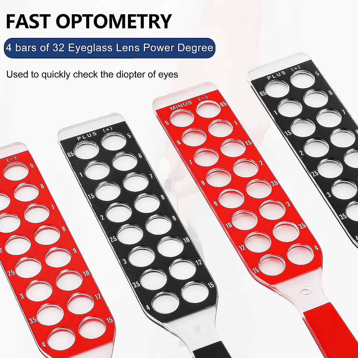 Hanchen Optical Retinoscopy Rack Lens Set 2 Sets for The Quick Examination of Diopter of Spectacles 2 Bars 32 Lenses with a Leather Pocket Sphere: +/- 0.5, 1, 1.5, 2, 2.5, 3, 3.5, 4-10, 12,15