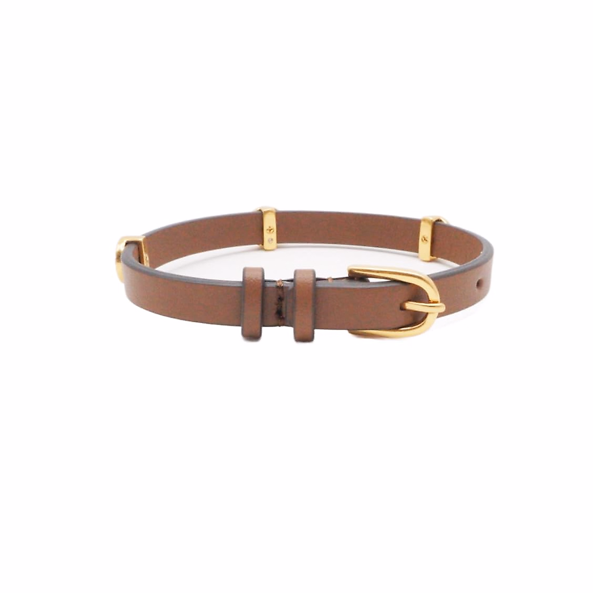 Tory Burch 143363 Britten Rolled Brass/Moose Brown Enamel Single Wrap Women's Bracelet
