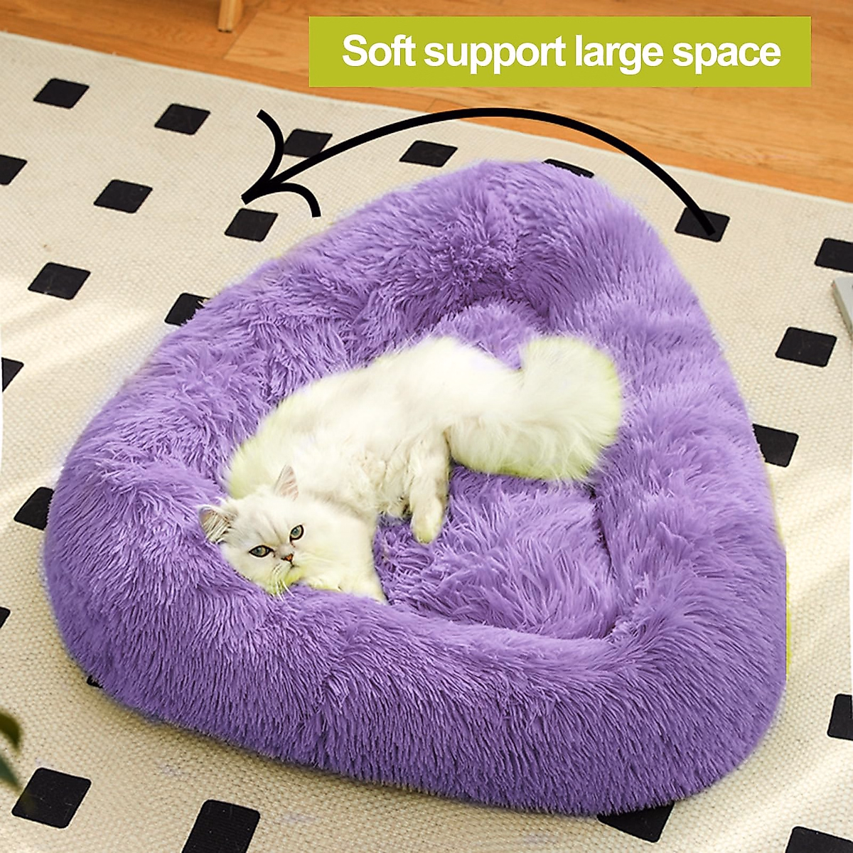 Cloud-Like Dog Bed Cozy Dog Bed Anti-Anxiety Deep Sleep Plush Warm Breathable Soft Touch Feel Trendy Design Pet Nest Increase Space Pet Bed Purple M