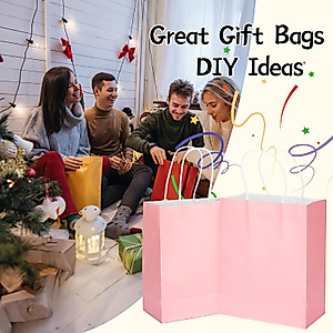 100 Pack 10.5x8.5x4.5 Inch Gift Bags,Paper Bags With Handles,Paper Bags,Birthday Gift Bag,Gift Bags Bulk,Paper Lunch Bags,Party Bags,Gift Bags Medium Size,Wrapping Paper Bags,Goodie Bags