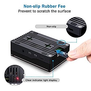 Smraza for Raspberry Pi 4 Case, Raspi 4B Case with Cooling Fan 35MM, 4pcs Heatsinks, 5V 3A USB-C Power Supply for Raspberry Pi 4 Model B RPI 4 8GB/4GB/2GB/1GB