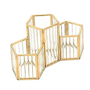 K COOL Makeup Brush Holder Organizer, 2 Slot Gold Metal Cosmetics Brushes Storage, Brushes Cup for Vanity£¬Desk, Dresser, Bathroom, Bedroom, Countertops, Pen Pencil Holder