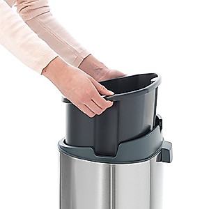 Brabantia 10.6 Gal Kitchen Touch Trash Can New (Brilliant Steel) Removable Lid, Soft-Touch Open, Garbage Can + Bags