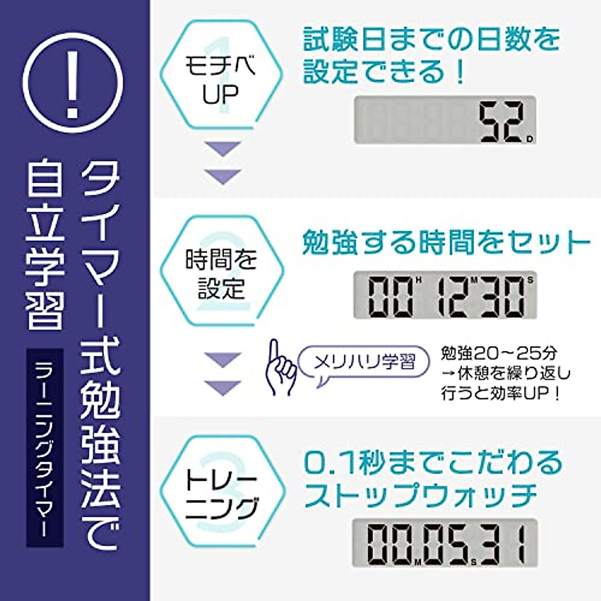 dretec Learning Timer, for Studying, Large Button, Count Function Until The Target Date, Black, Officially Tested in Japan(1 Starter AAA Battery Included)