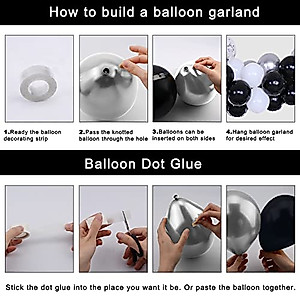 Black and Silver Happy Birthday Party Decorations for Men Women Boys Girls Him Her with 94pcs Black White Silver Balloons Black Happy Birthday Banner Foil Balloons Fringe Curtains Crown Beer Balloons